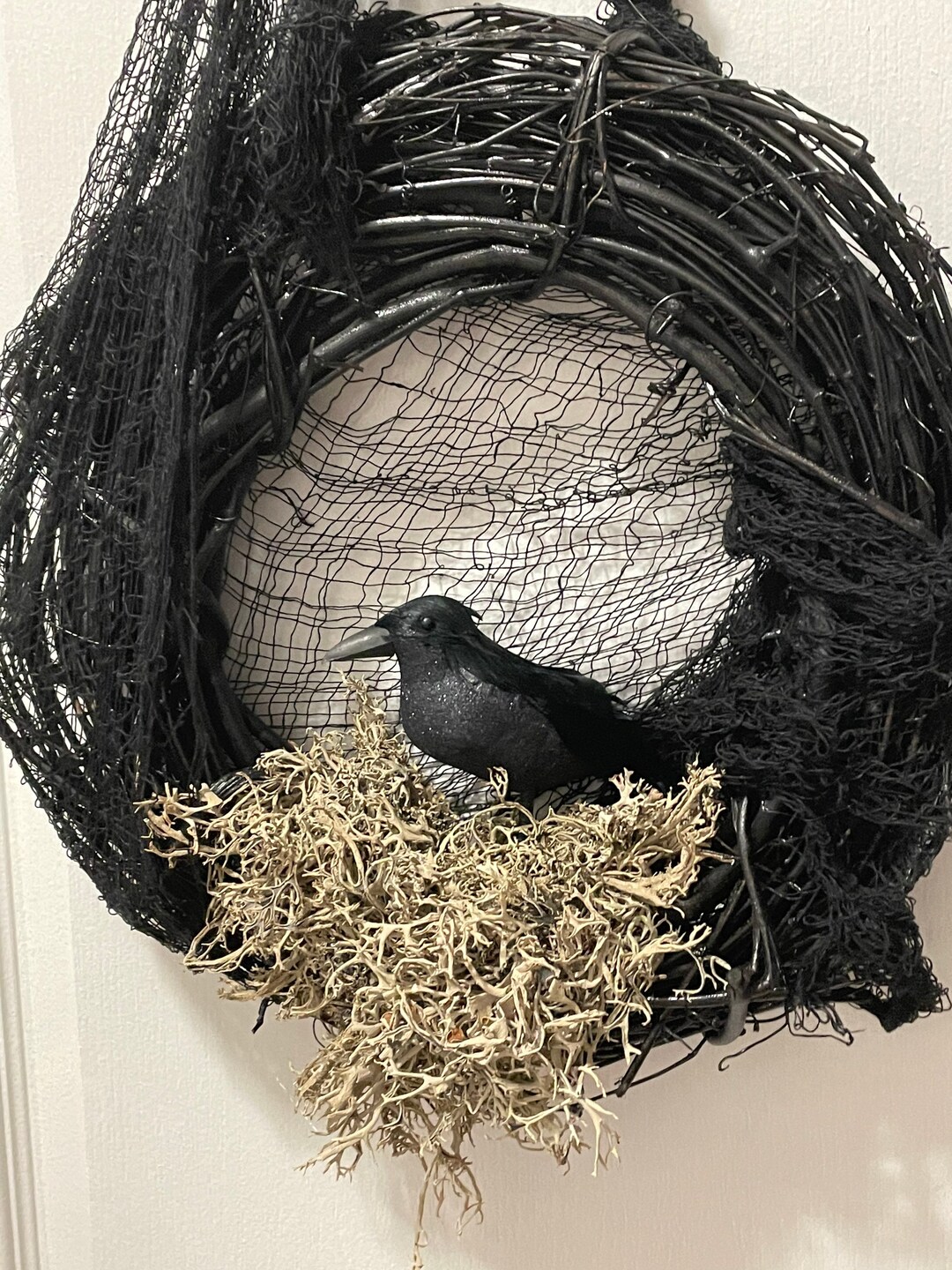 Halloween Wreath. Halloween Decor. Raven Wreath. Black Wreath ...