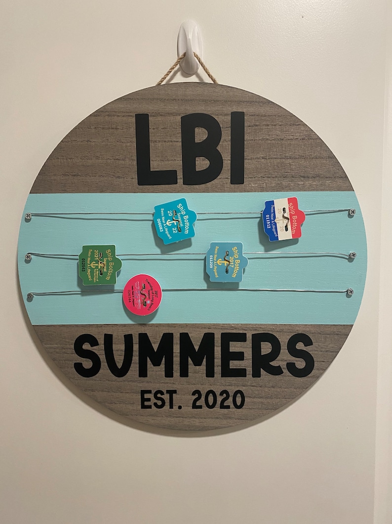 15” LBI Summers Beach Badge Holder/display - Round Door Hanger/sign - Etsy