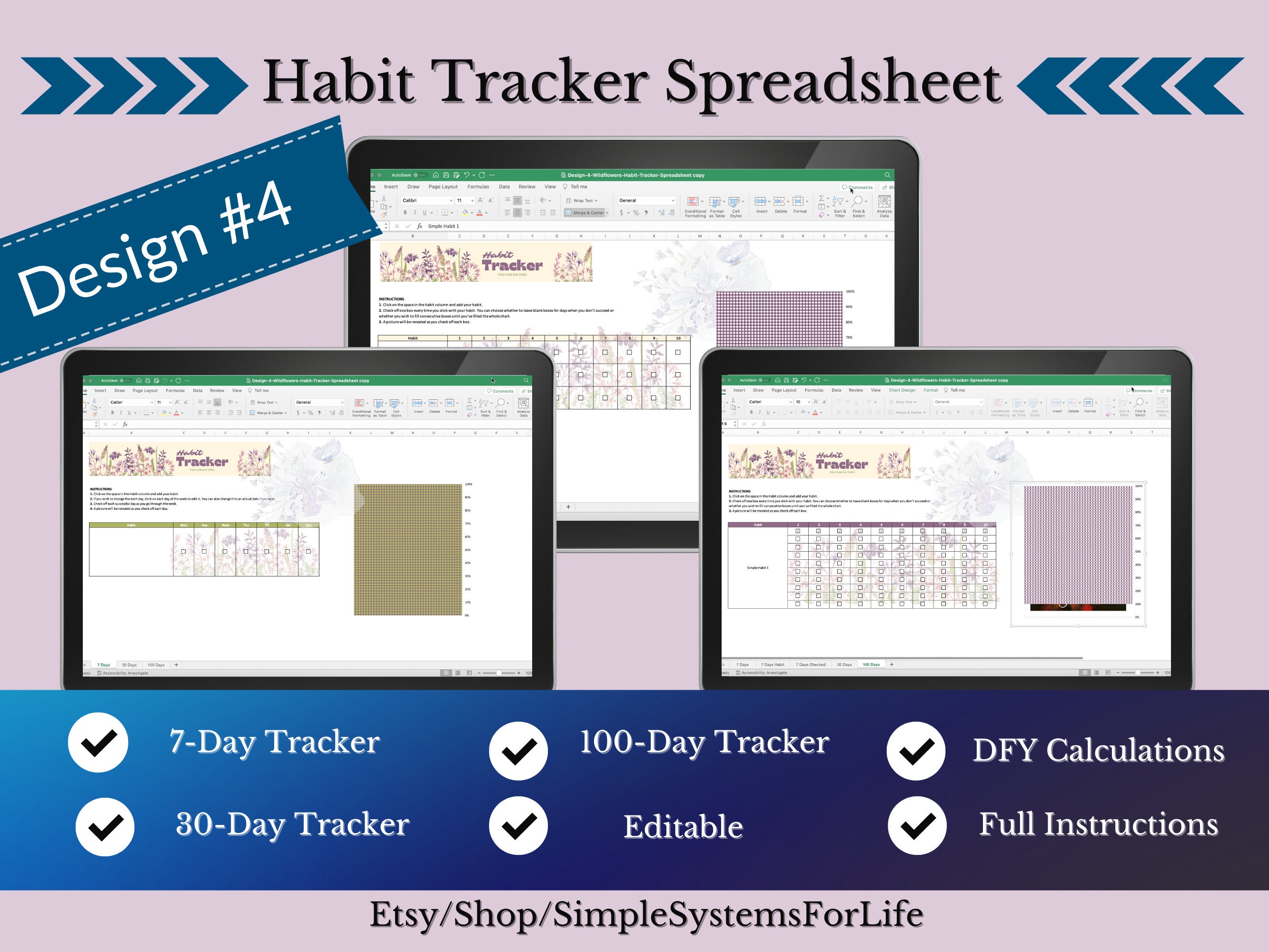 Daily Excel Habit Tracker Spreadsheet Digital Habit Tracker Habit ...