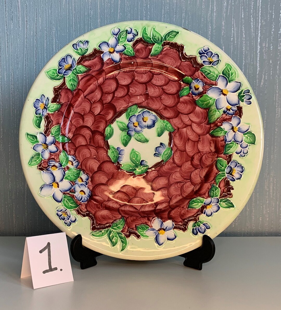 Maling Vintage Pottery Decorative Plates Adorned With Forget Me Knots ...