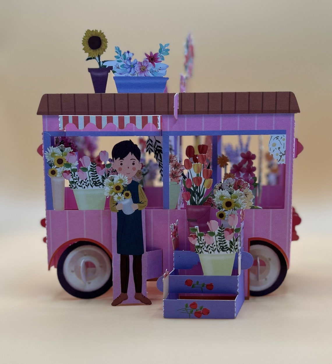 Pop up Birthday Card-3d- Flower Seller - Etsy UK