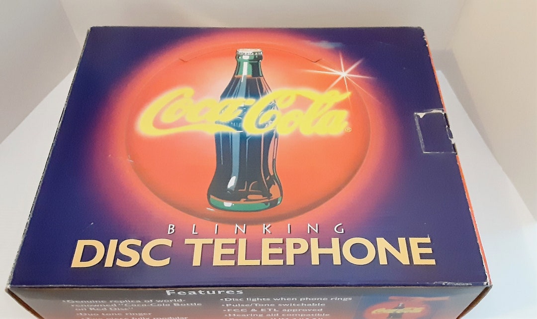 Coca Cola Blinking Disc Telephone Red Round Coke Phone in Original Box ...