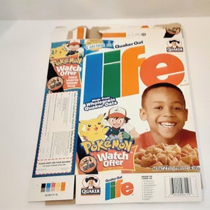 Pokémon Quaker Oat Life Cereal Box Empty Pikachu Collectible ...