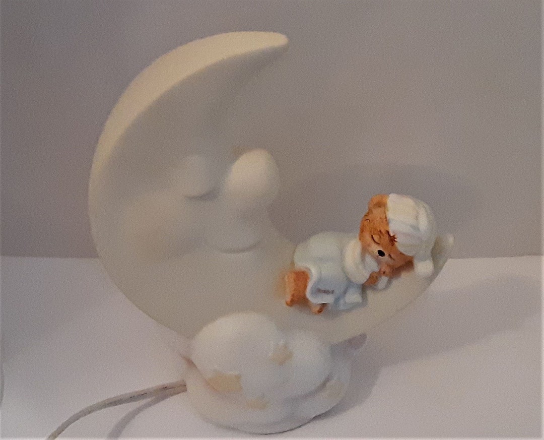 Teddy Beddy Bear Moon Nite Lite Night Light Enesco 1982 With Box - Etsy