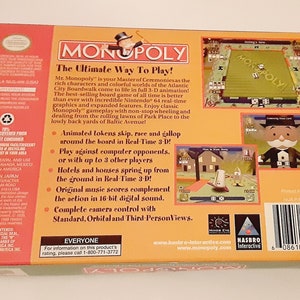 Nintendo N64 Monopoly With Original Box Instruction Booklet Insert ...