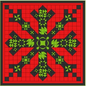 Quilt Pattern SNOWFLAKE WHIMSY PDF Easy Intermediate Christmas Quilt Pattern Farmhouse Red and ...