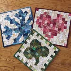 Winter Mini Quilt Patterns Bundle: Snowflake, Heart, Shamrock (PDF) - Etsy
