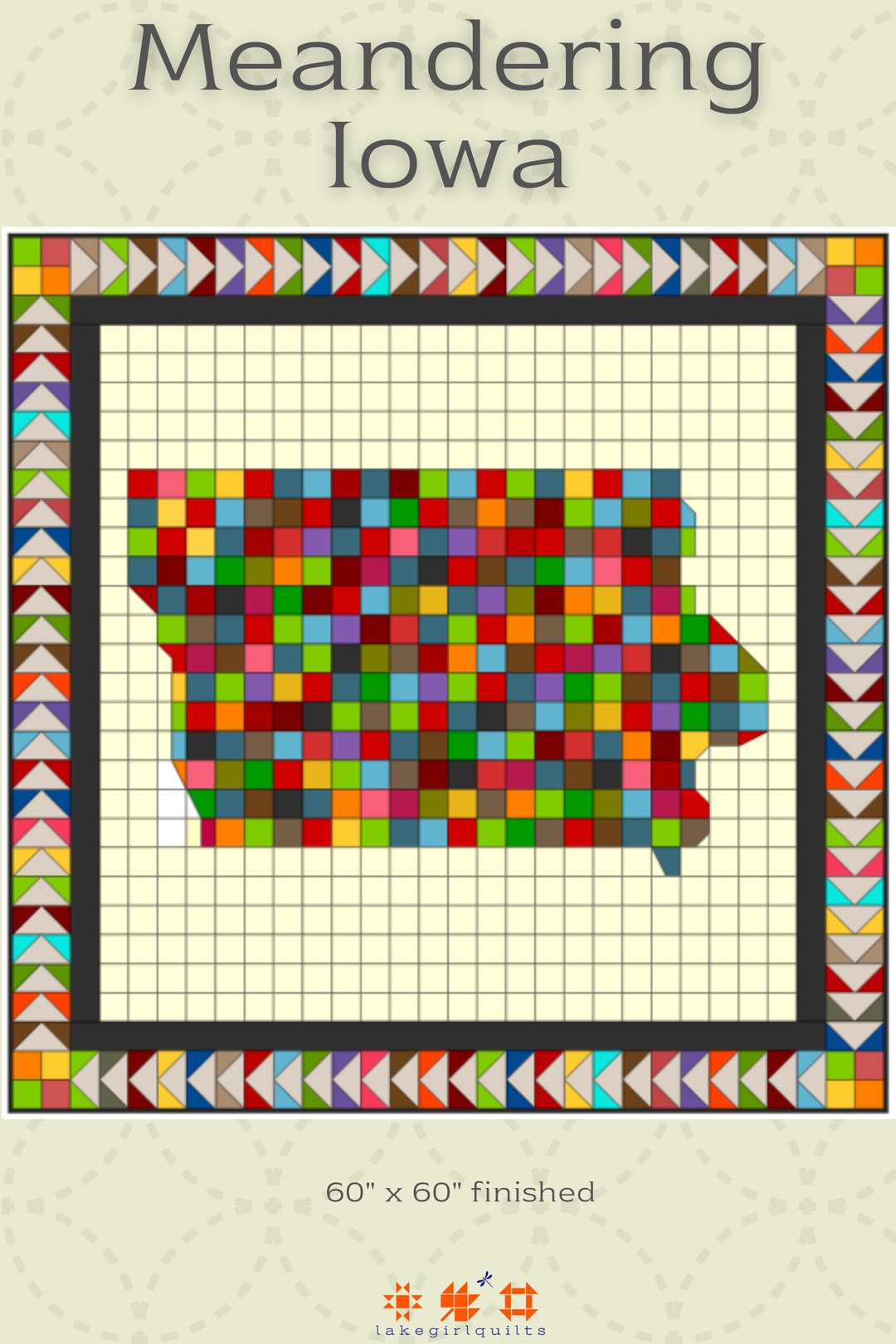 Meandering Iowa Quilt Pattern PDF Easy Beginner Scrappy Patchwork ...