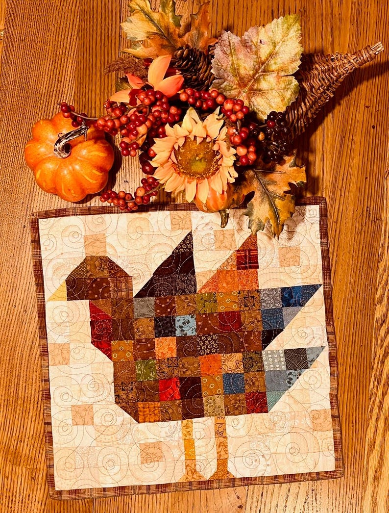 Tom Turkey Mini Quilt Pattern: Thanksgiving Autumn Decor (PDF Pattern ...