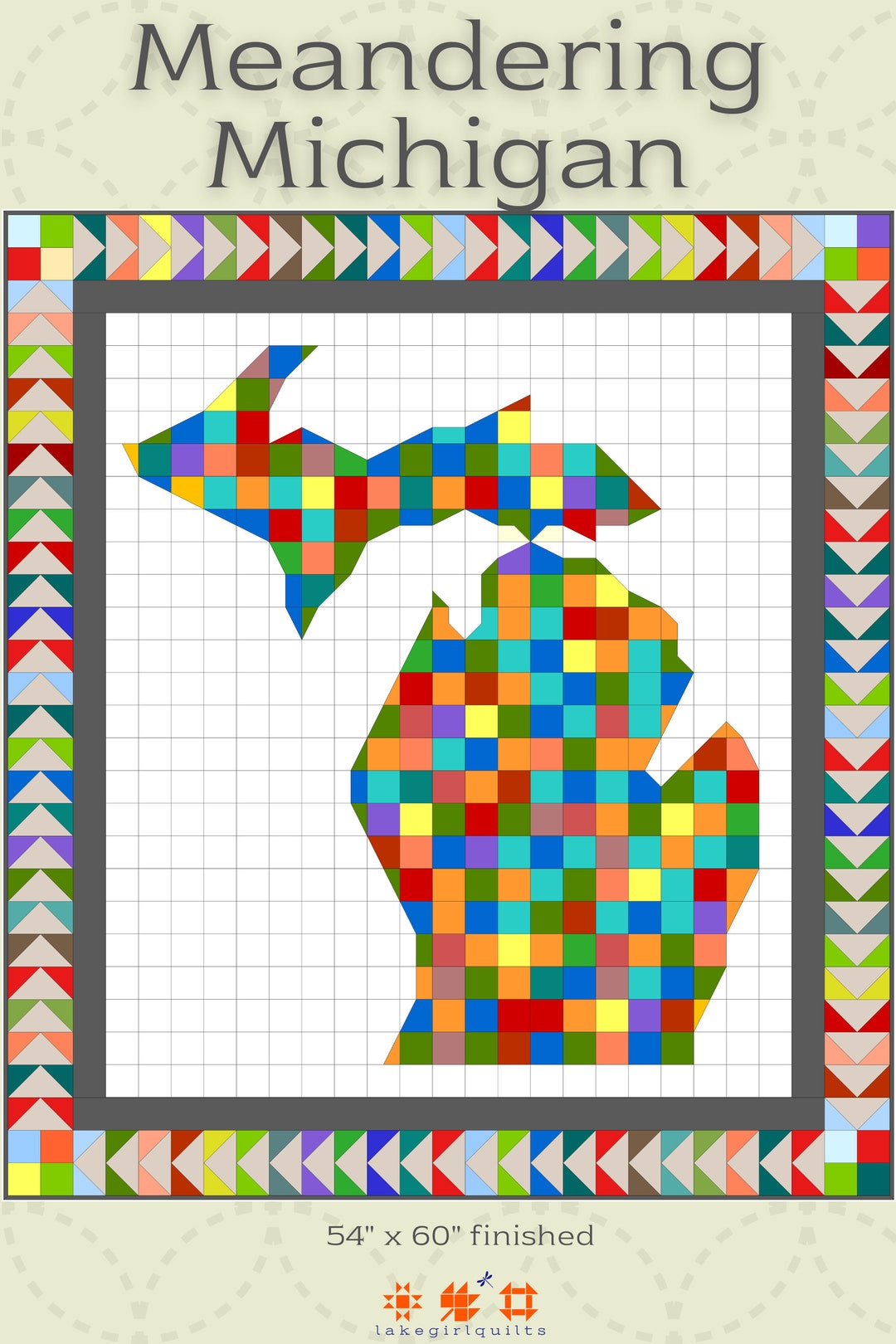 Quilt Pattern MEANDERING MICHIGAN PDF Easy Beginner Scrappy Patchwork ...