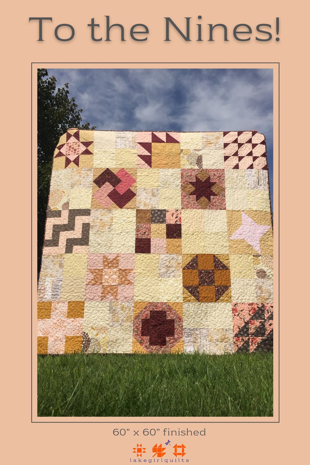Quilt Pattern TO THE NINES! Pdf Nine Patch Farmhouse Quilt Pattern Lap ...