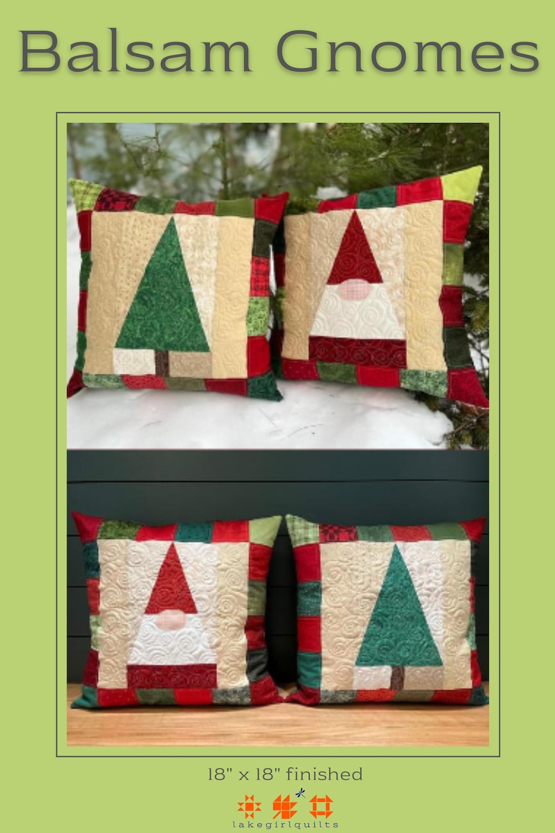 Balsam Gnomes Quilted Pillow Pattern: Easy Beginner Farmhouse (PDF ...