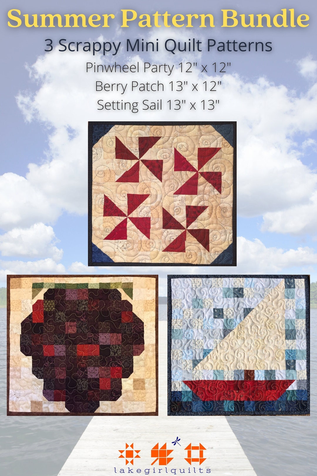 Easy Summer Mini Quilt Patterns Bundle PDF Scrappy Quilt Patterns ...