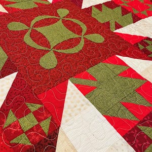 Quilt Pattern SNOWFLAKE WHIMSY PDF Easy Intermediate Christmas Quilt Pattern Farmhouse Red and ...