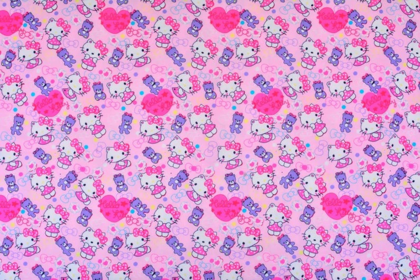 Hello Kitty Printed Cotton Fabric By The Yard | Etsy