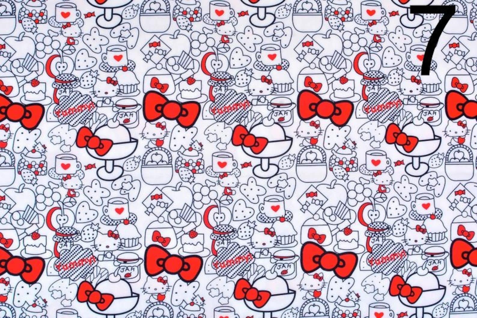 Hello Kitty Printed Cotton Fabric By The Yard | Etsy