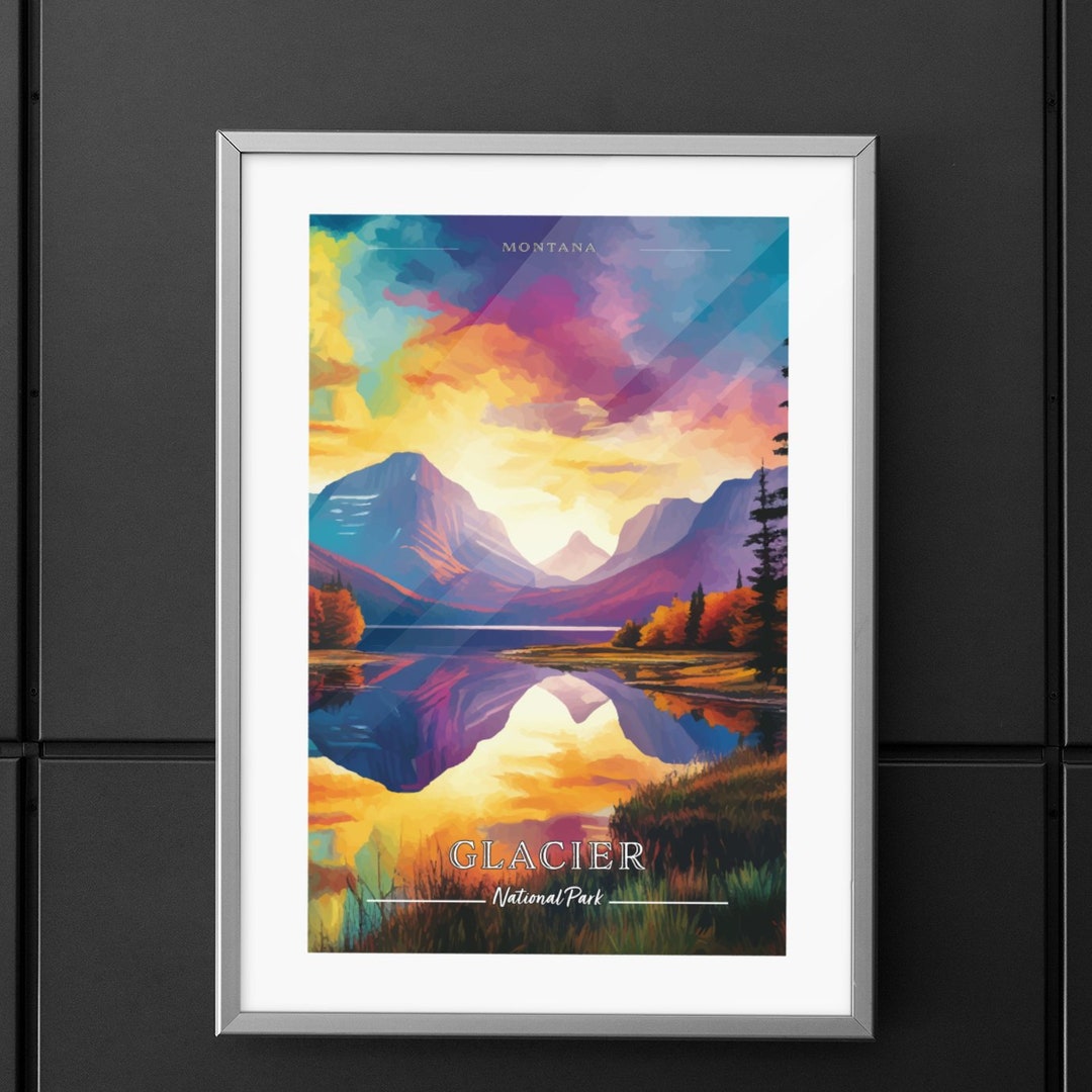 Glacier National Park Commemorative Poster: A Pop Art Tribute - Etsy