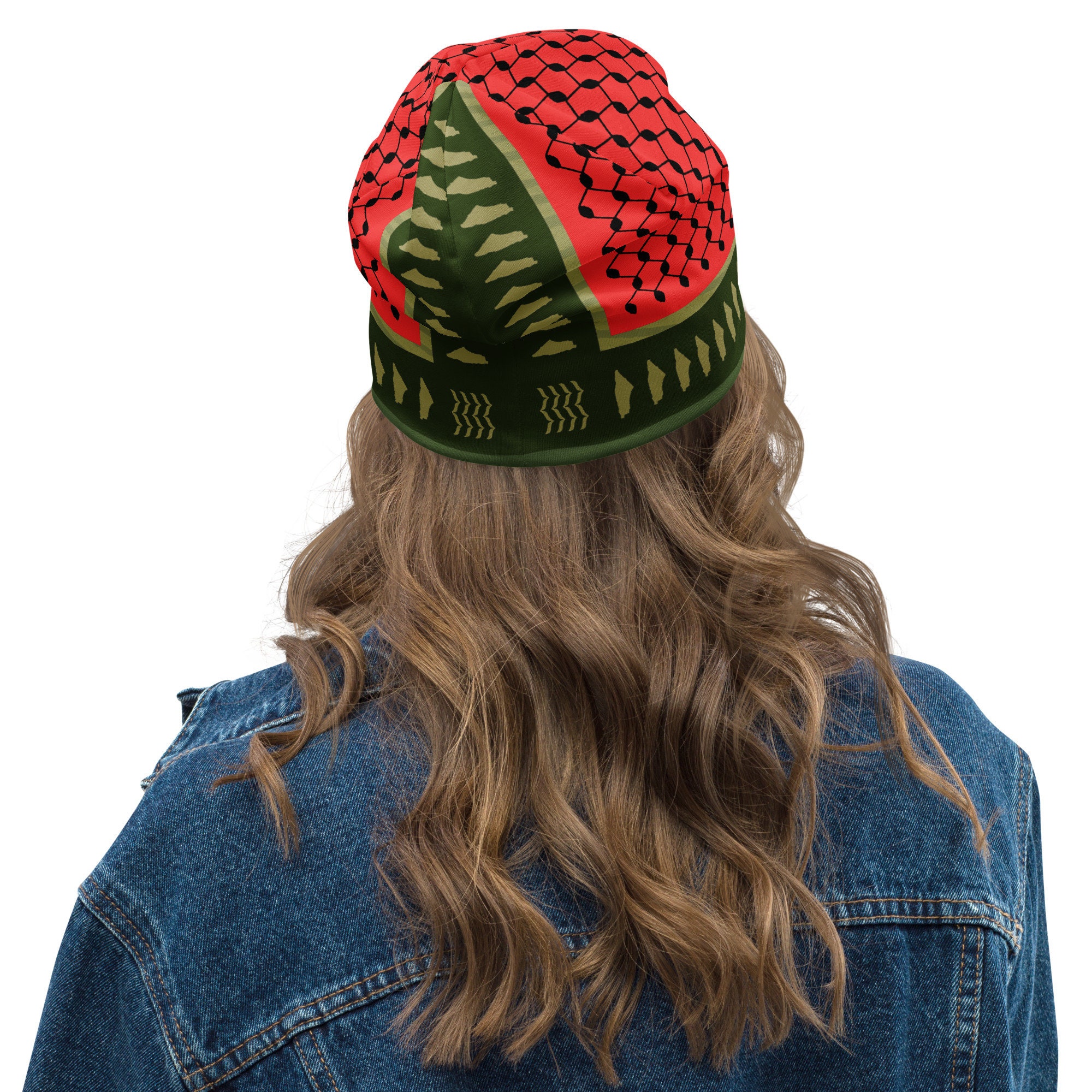 Watermelon Beanie, Watermelon Keffiyeh Beanie, Keffiyeh All-over Print ...
