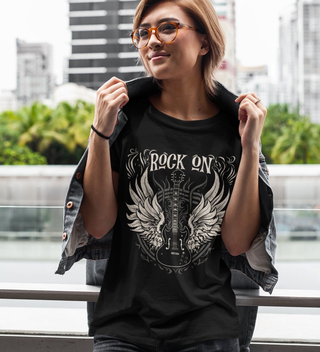 Rock on T-shirt, Rock and Roll Shirt, Vintage Music T Shirt, Guitar ...