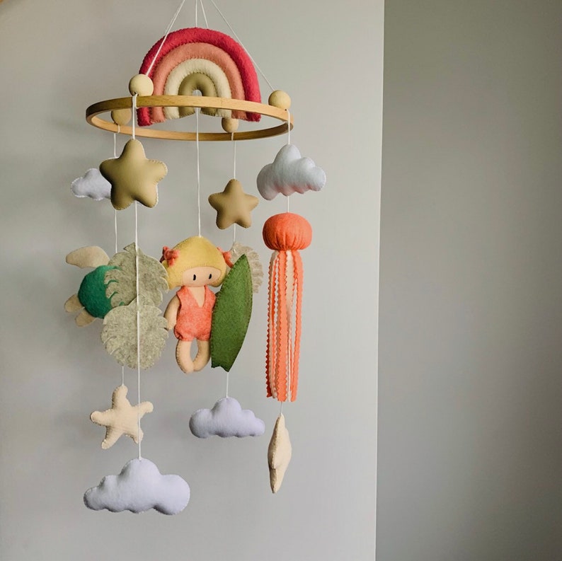 Pink Surfboard Mobile Baby Girl Mobile Baby Mobile Ocean | Etsy