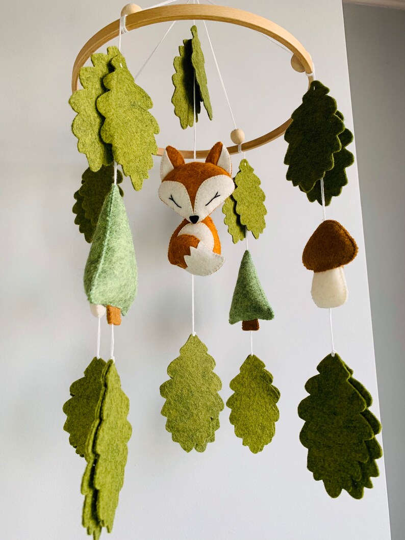 Fox Baby Mobile Woodland Creature and Mushroom Mobile - Etsy