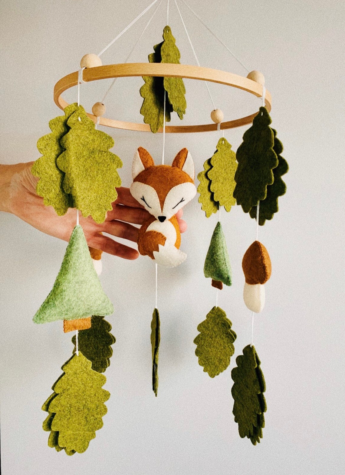 Fox Baby Mobile Woodland Creature and Mushroom Mobile - Etsy