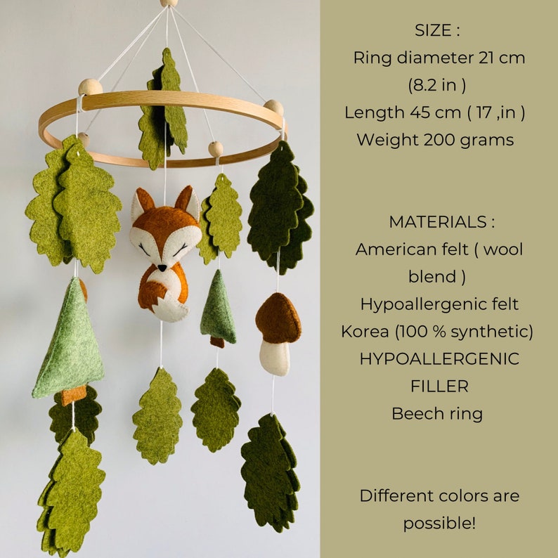 Fox Baby Mobile Woodland Creature and Mushroom Mobile - Etsy