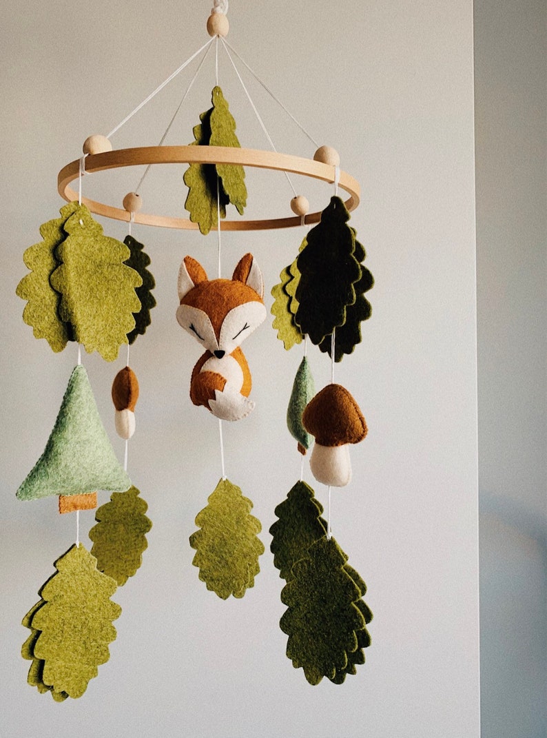 Fox Baby Mobile Woodland Creature and Mushroom Mobile - Etsy