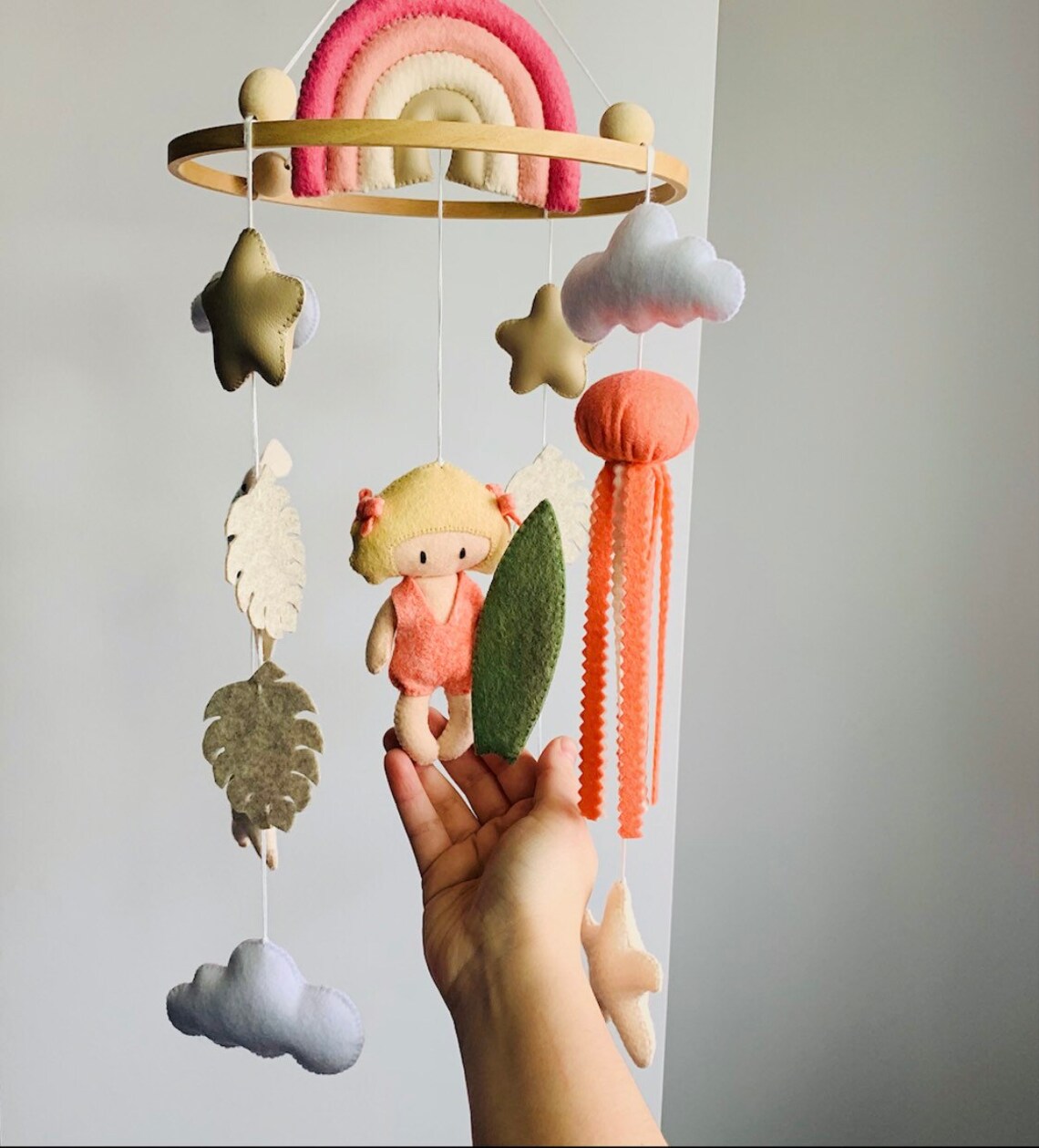 Pink Surfboard Mobile Baby Girl Mobile Baby Mobile Ocean | Etsy