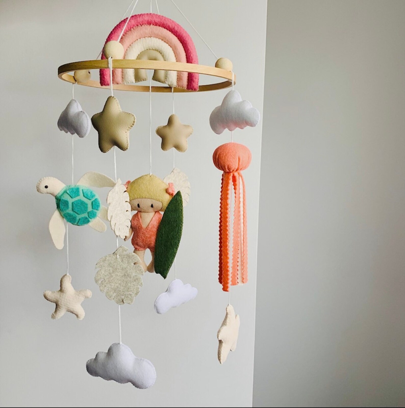 Pink Surfboard Mobile Baby Girl Mobile Baby Mobile Ocean - Etsy