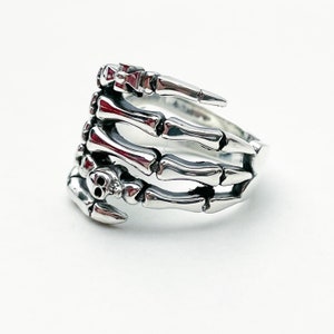 Solid Sterling Silver 925 Skeleton Hand Skull Ring Claw Ring Gothic ...