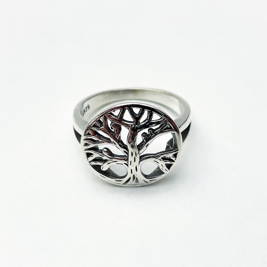 Sterling Silver Tree of Life Ring Round 925 Sterling Silver Ring - Etsy