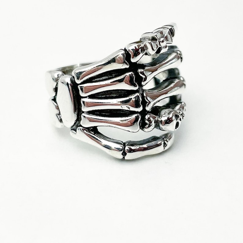 Solid Sterling Silver 925 Skeleton Hand Skull Ring Claw Ring Gothic ...