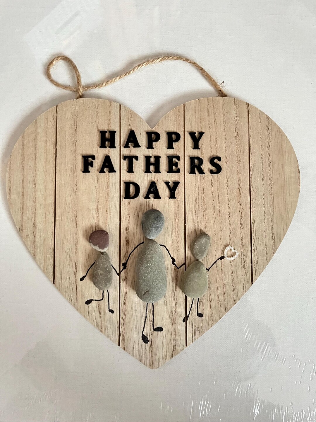 Happy Fathers Day Wooden Hanging Sign, Pebble Art Sign, Fathers Day ...