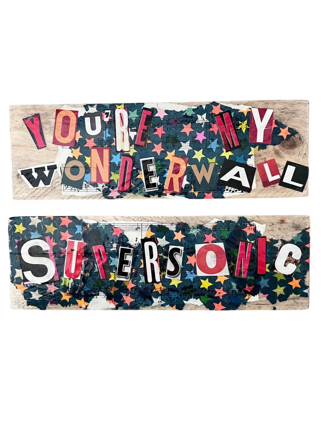 Oasis Lyrics Wooden Sign Set, Wonderwall & Supersonic, Music Lover Gift ...