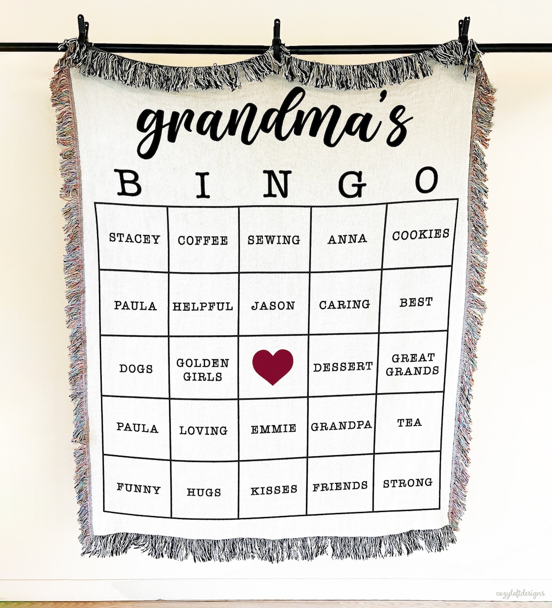 Personalized Bingo Blanket, Grandparent Gift, Gift for Mom, Gift for ...