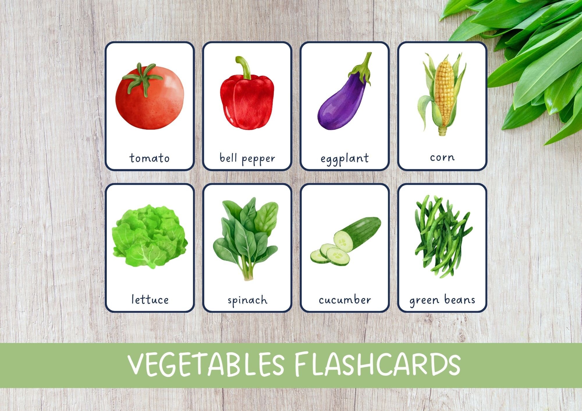 Vegetables Flashcard, Vocabulary Card, Learning Card, Preschool ...