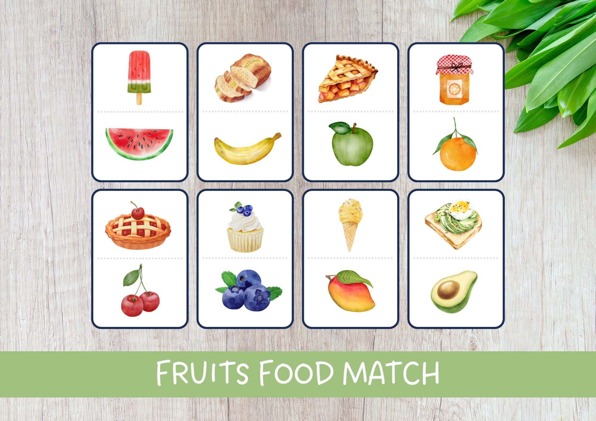 Fruits Matching Card, Fruit Printable, Learning Fruits, Homeschool ...