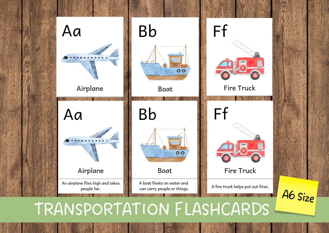 Transportation Alphabet Flashcards: Vehicle ABC Learning (PDF ...
