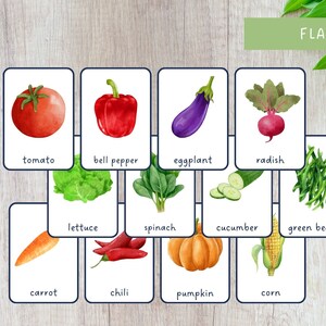 Vegetables Flashcard, Vocabulary Card, Learning Card, Preschool ...