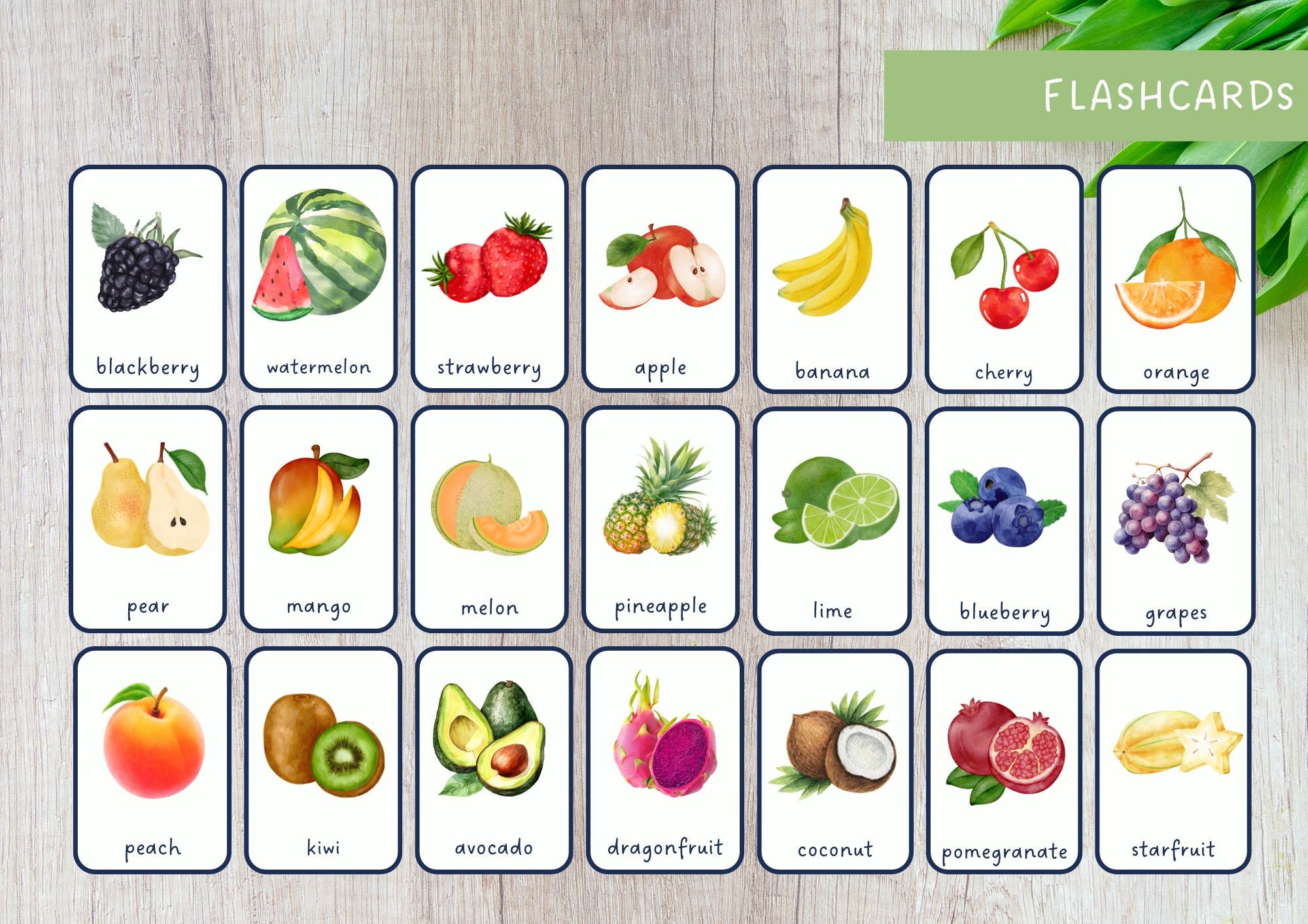 Fruits Flashcard, Printable Flashcard, Fruits Printable, Learning ...