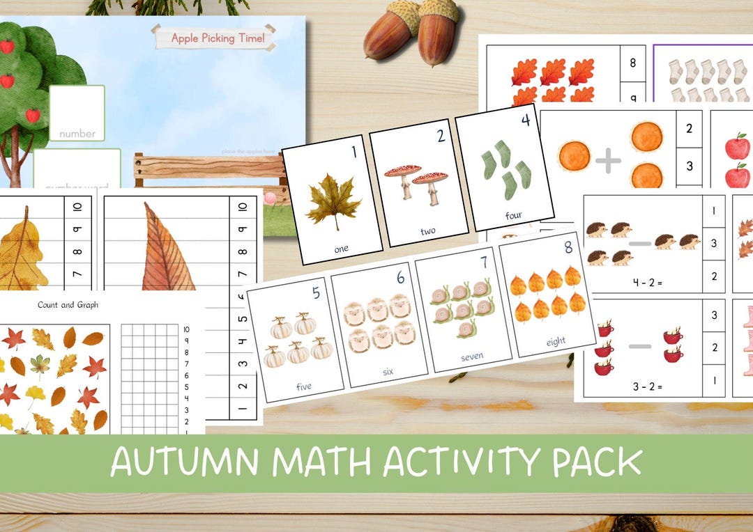 Autumn Math Activity Pack, Fall Preschool Activity, Fall Kindergarten ...