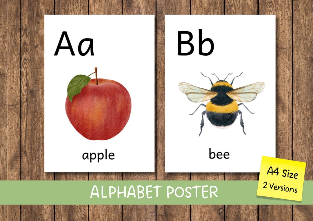 Watercolor Alphabet Poster: Classroom Nursery Decor (A4 Digital ...