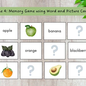 Fruit & Food Matching Cards, Learn Fruits, Kids Learning Game ...