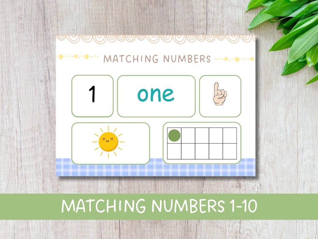Matching Numbers, Number Matching Printable, Preschool Math ...