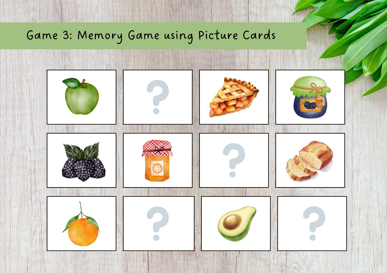 Fruit & Food Matching Cards, Learn Fruits, Kids Learning Game ...
