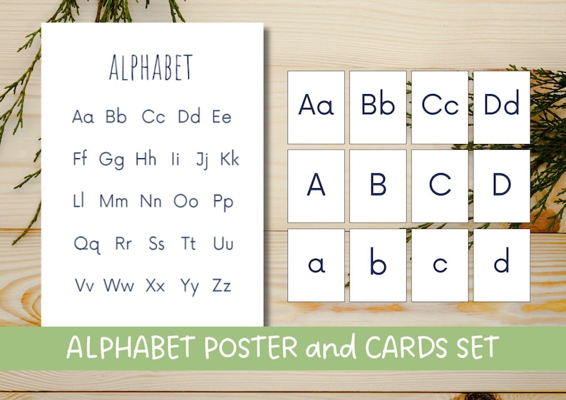 Alphabet Poster and Flashcards, Printable ABC Cards, Alphabet Poster ...