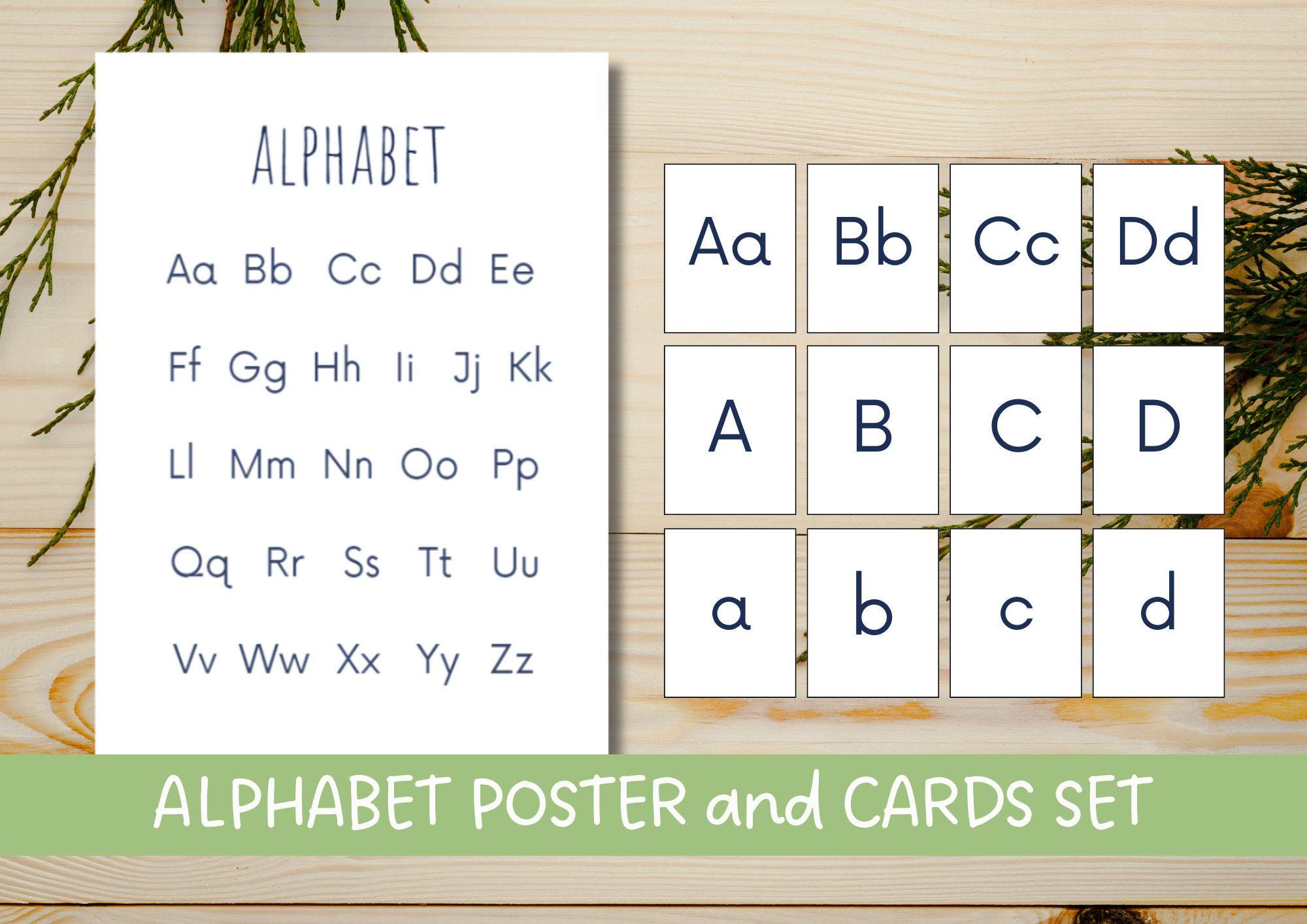 Alphabet Poster and Flashcards, Printable ABC Cards, Alphabet Poster ...