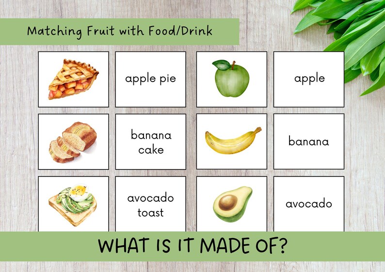 Fruit & Food Matching Cards, Learn Fruits, Kids Learning Game ...