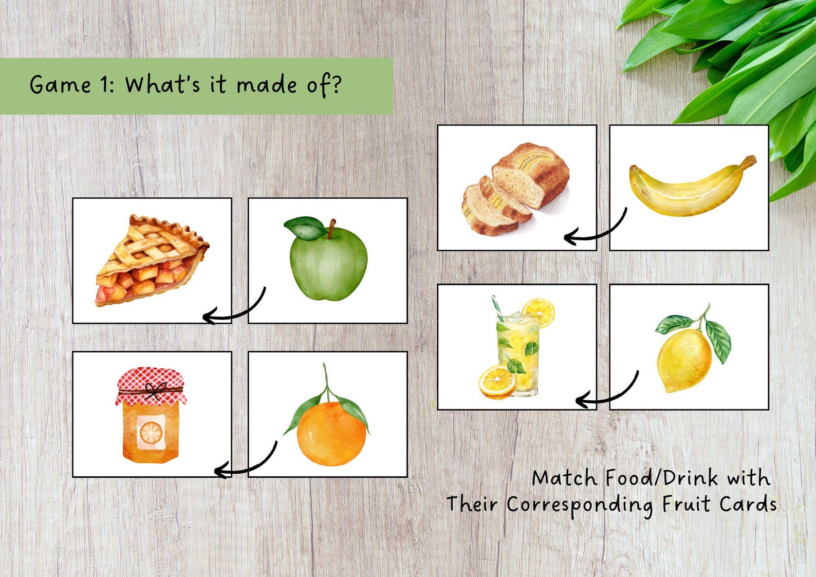 Fruit & Food Matching Cards, Learn Fruits, Kids Learning Game ...